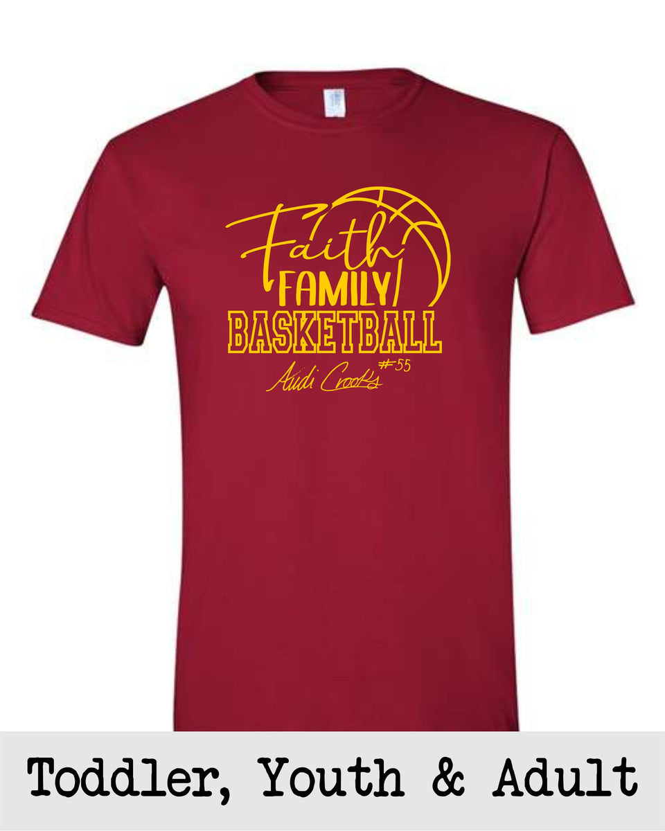 A.C. - Short Sleeve *Faith, Family, Basketball-Gold Print* Toddler-Adu ...